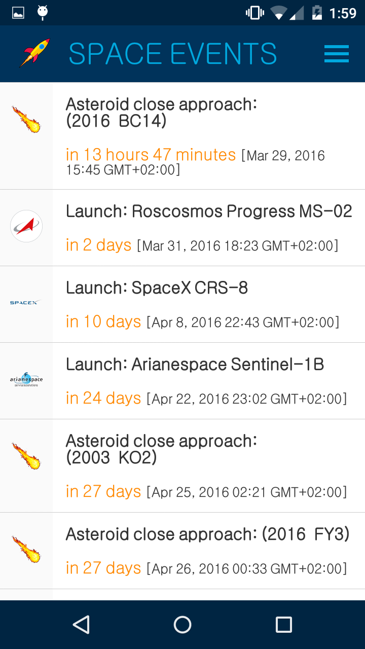 Space Events: android app I'm making (free) : r/spacex